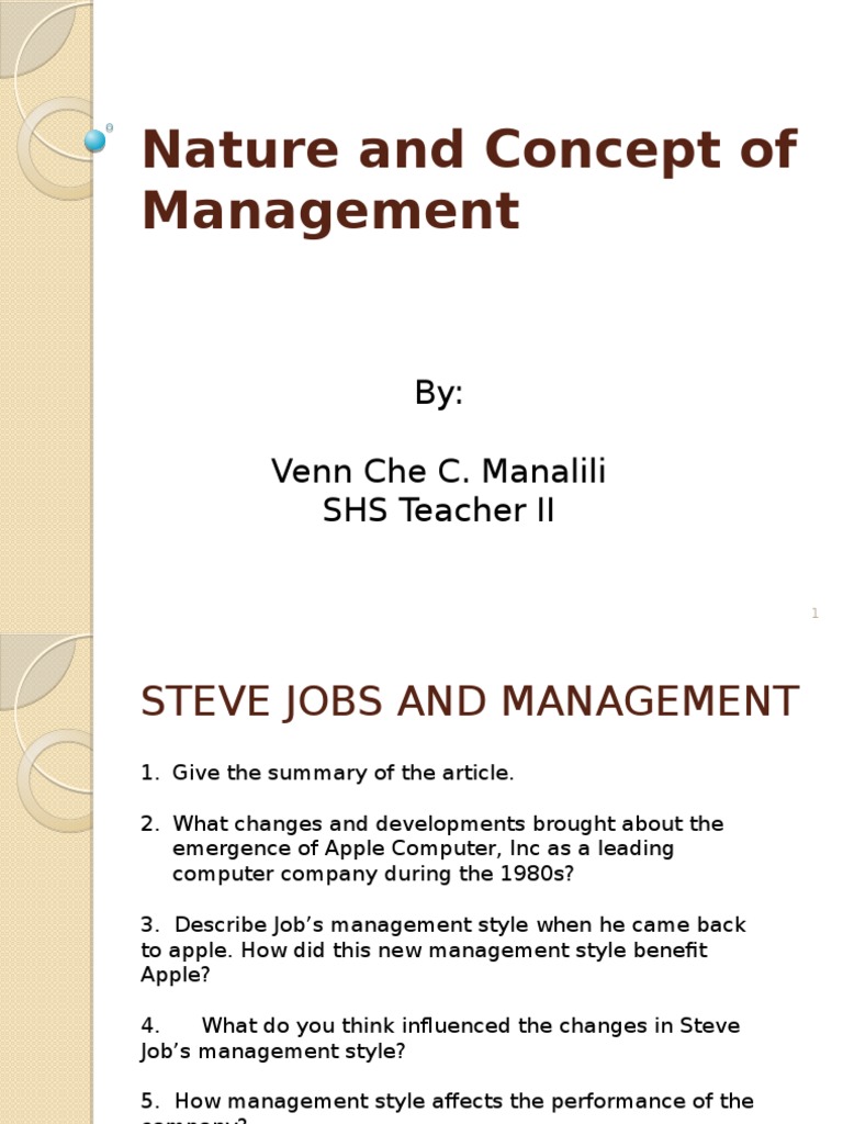 Chapter 1 - Nature and Concept of Management | PDF | Employment | Goal