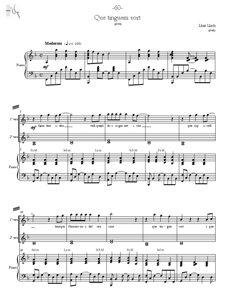 Letra y acordes de "Que tinguem sort" | PDF