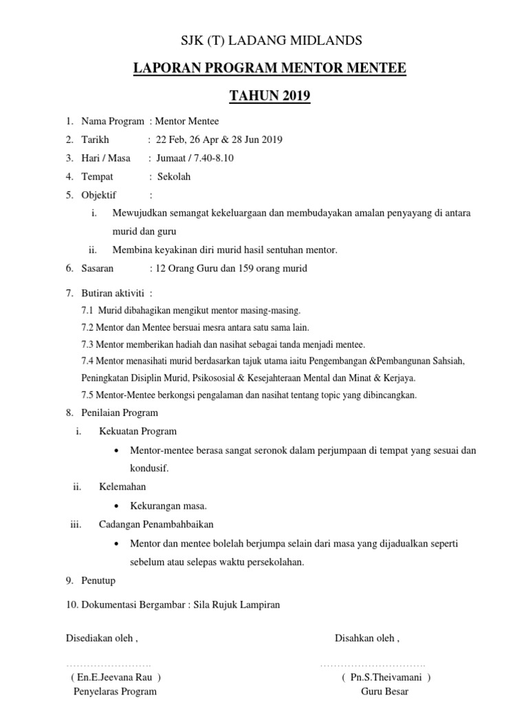 Laporan MENTOR MENTEE 2019 1 | PDF