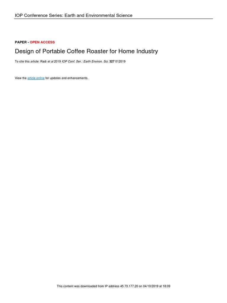 Design Of Portable Coffee Roaster For Home Industr Pdf Pdf