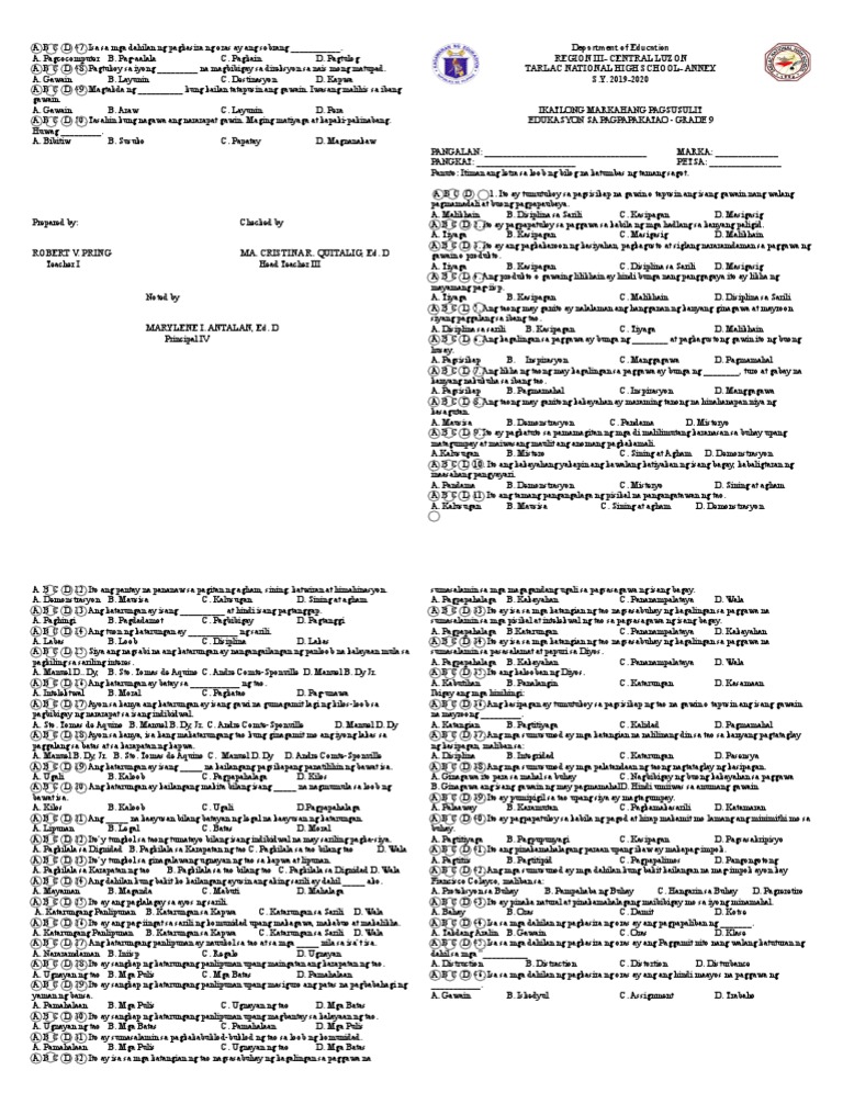 3rd Periodic Test Grade 9 | PDF
