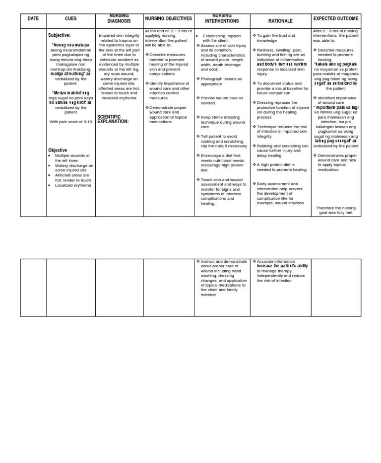 NCP Impaired Skin Integrity | PDF | Wound | Infection