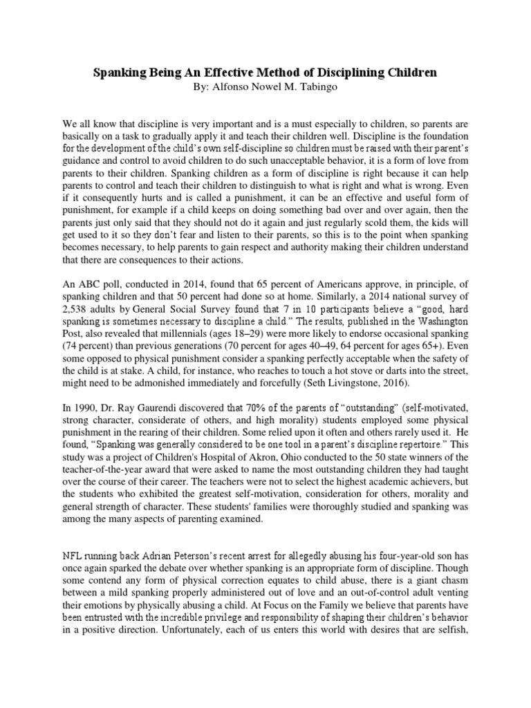 Spanking Being An Effective Method of Disciplining Children | PDF ...