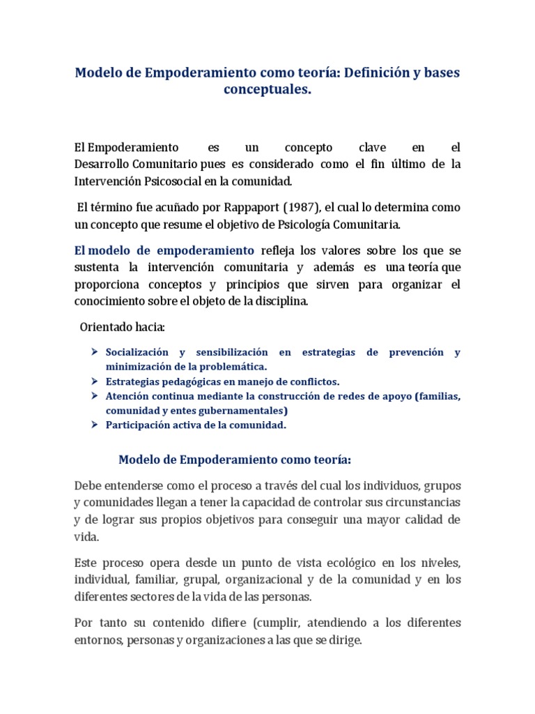 Modelo de Empoderamiento Como Teoría | PDF