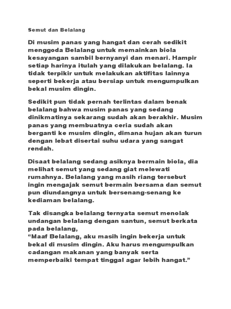 Dongeng Semut Dan Belalang Pdf Puisi