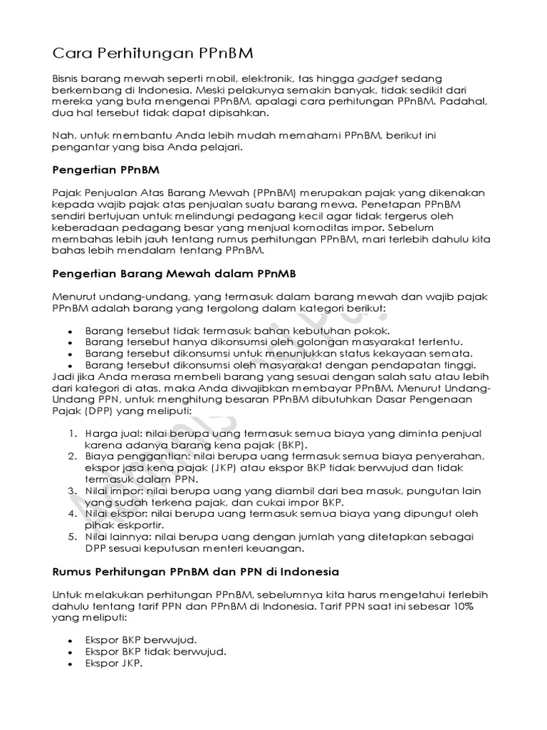 Panduan Hitung PPnBM & PPN | PDF | Pengelolaan Keuangan & Uang