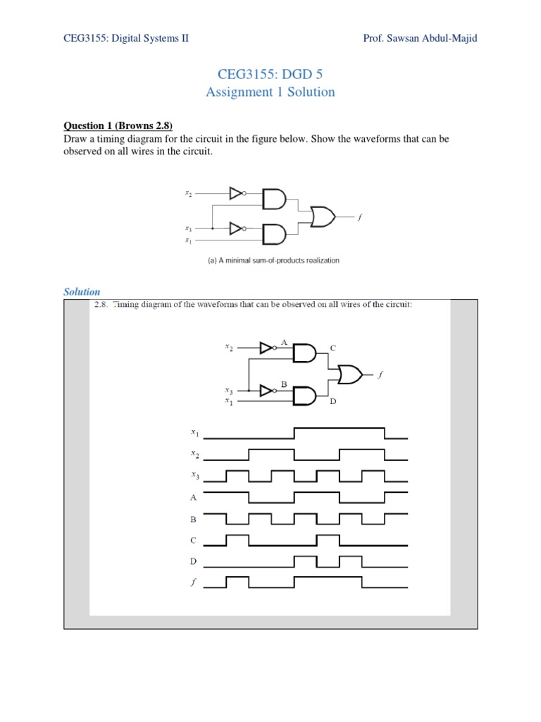 Solutions to Digital Systems II Assignment Questions on Timing Diagrams ...