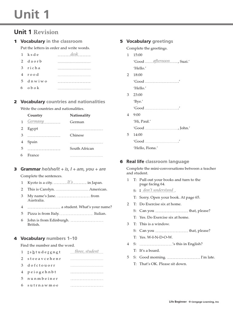 Beg Unit1 Revision Be | PDF | Classroom | Cognitive Science