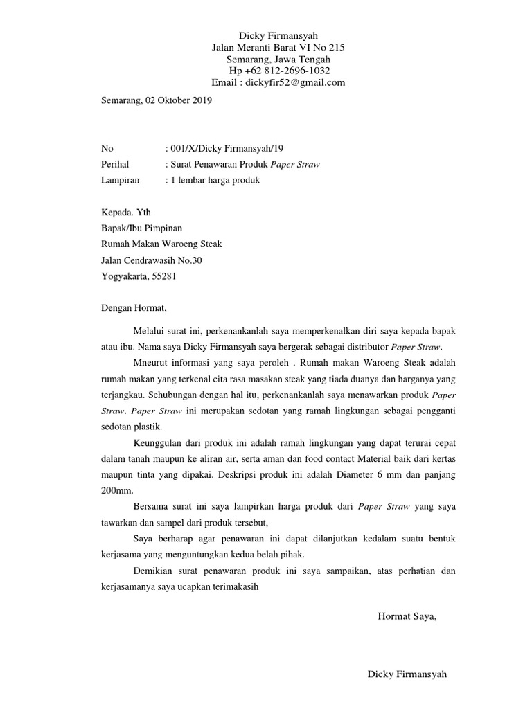 Surat Penawaran Produk | PDF