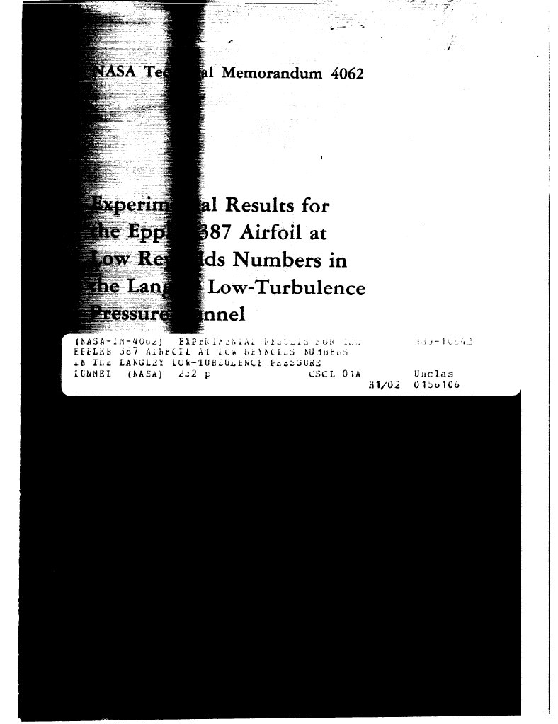 Experimental Results For Eppler 387 Airfoil | PDF | Lift (Force ...