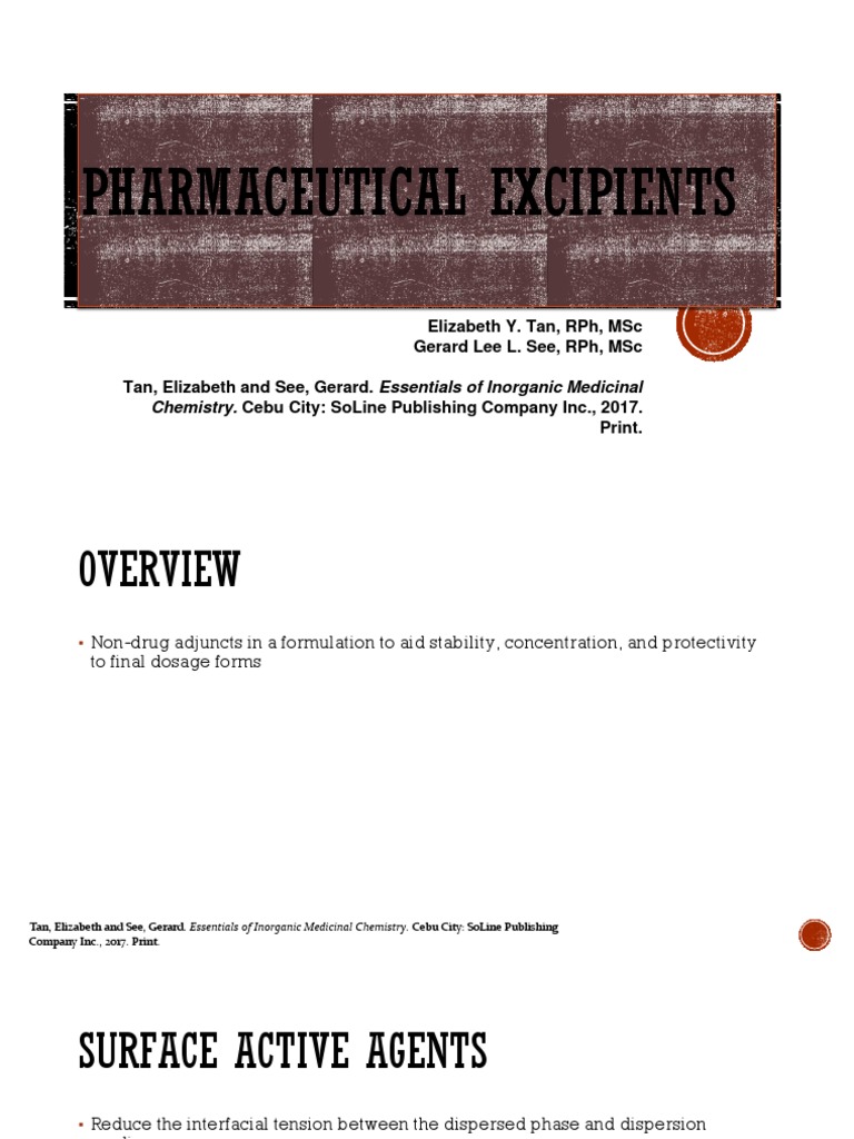 Chapter 9 - Pharmaceutical Excipients 2 | PDF