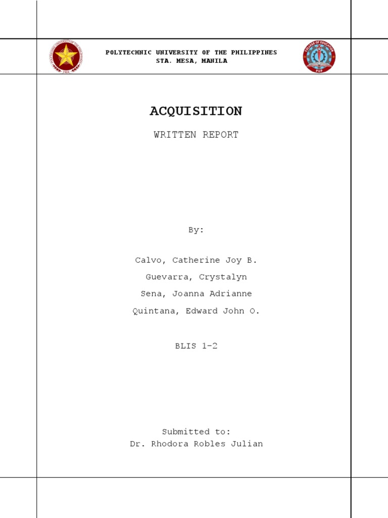 Acquisition Written Report | PDF