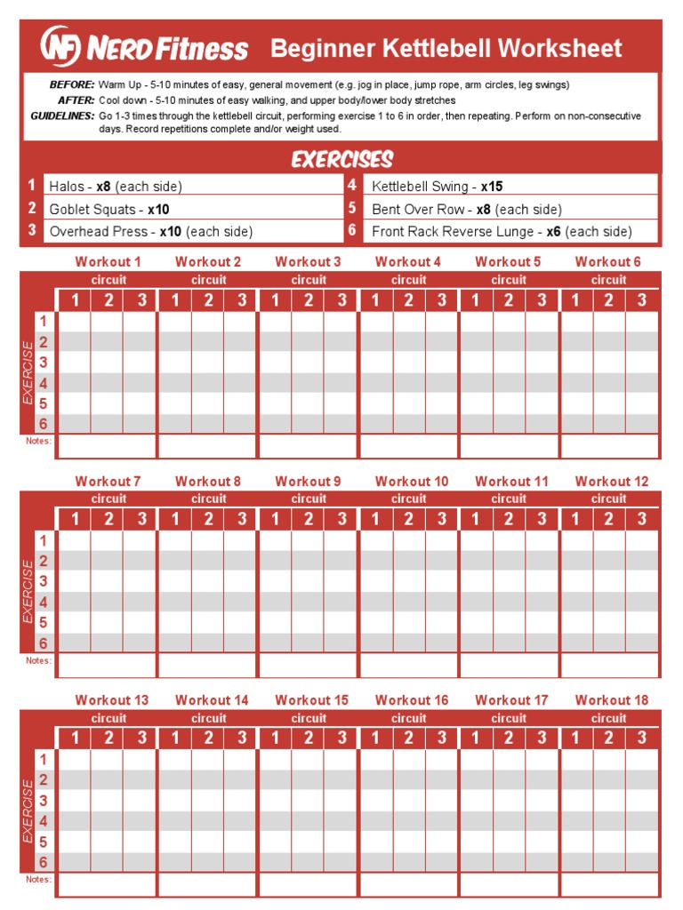 Beginner Kettlebell Workout 18w PDF | PDF