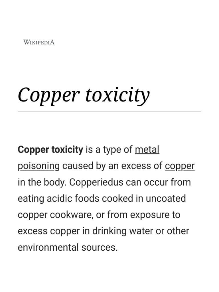 Copper Toxicity | PDF