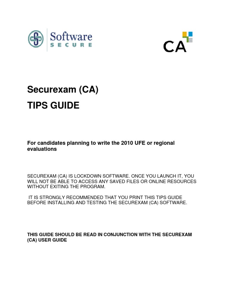 Securexam (CA) Tips Guide: For Candidates Planning To Write The 2010 ...