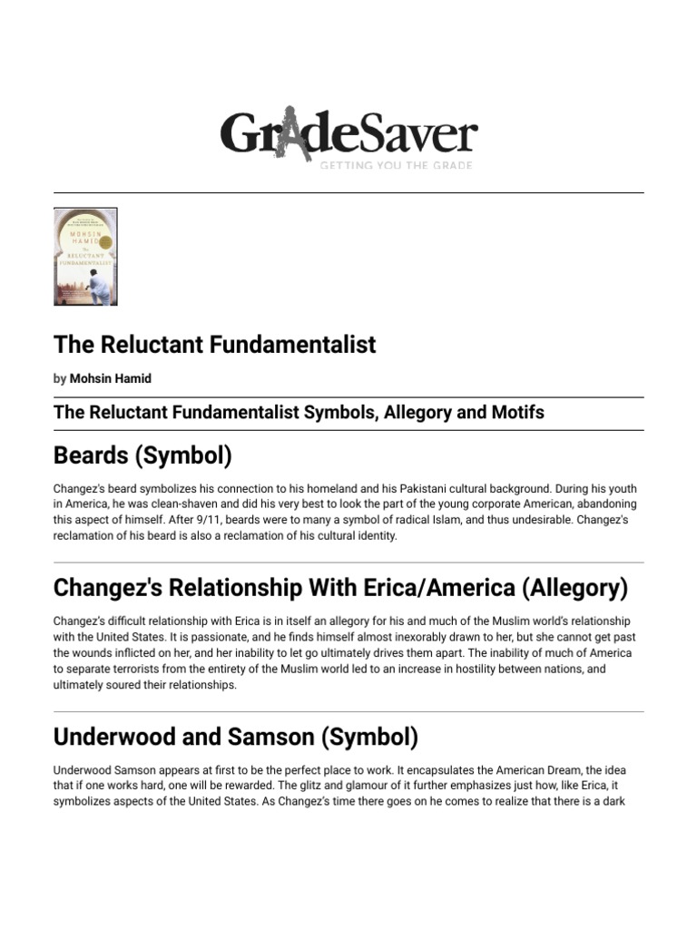 The Reluctant Fundamentalist Symbols, Allegory and Motifs - GradeSaver ...