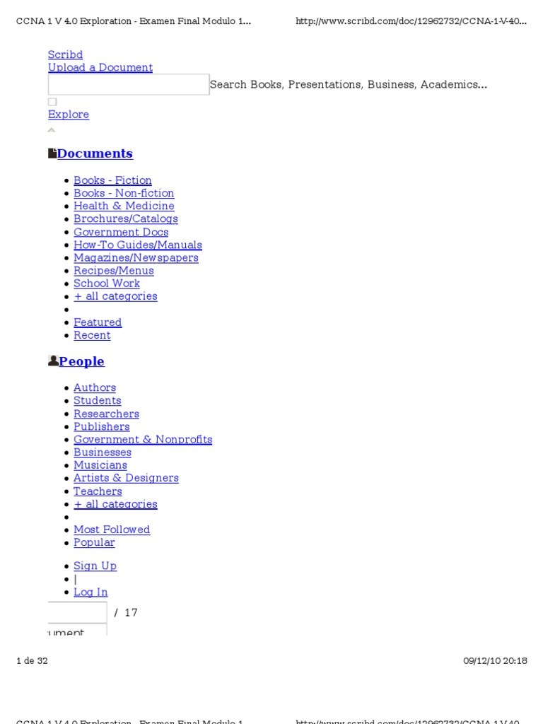 CCNA 1 V 4 0 Exploration - Examen Final Modulo 1 46 Preguntas | PDF | Protocolo de Control de ...