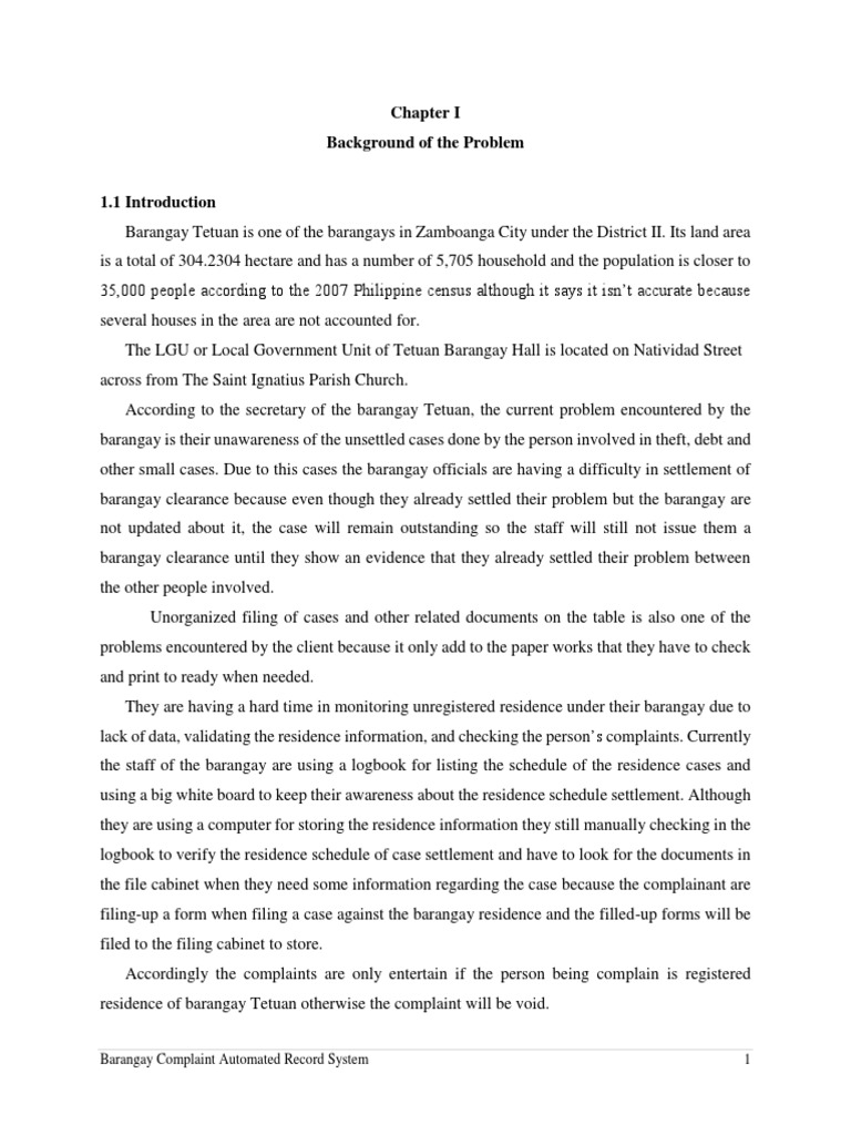 Barangay Complain Automated Record System For Barangay Tetuan Z.C | PDF ...