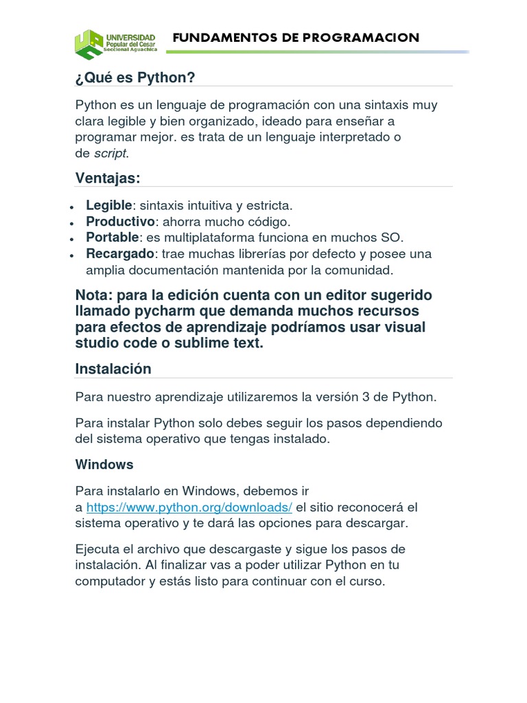 Python Basico PDF | Descargar gratis PDF | Python (lenguaje de ...