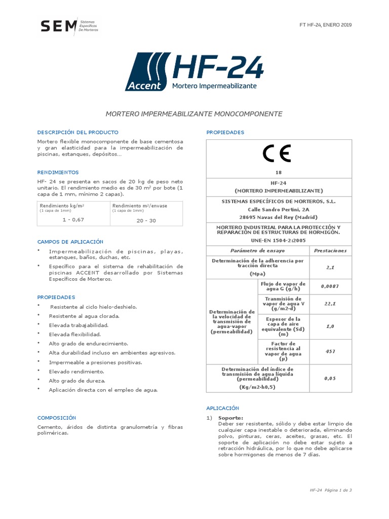 HF24 FT V2 1 Enero 2019 | PDF | Agua | Hormigón