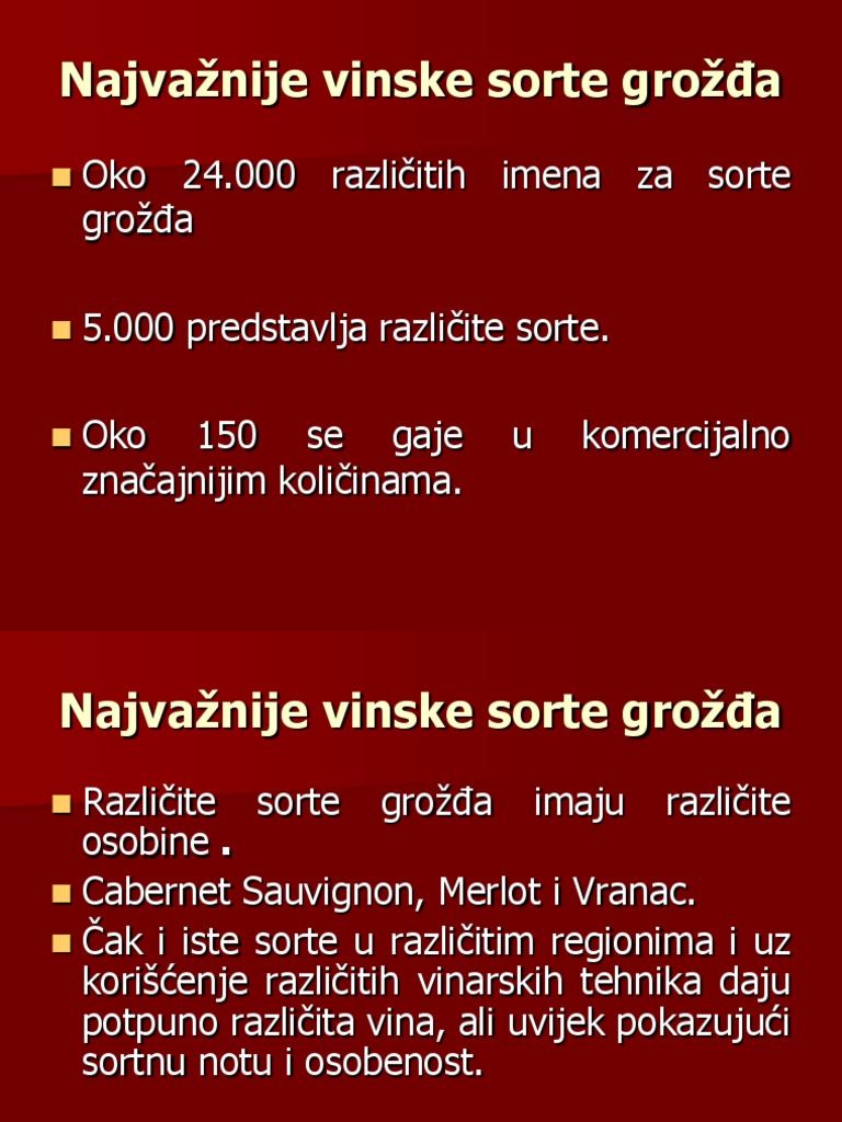 3.najvaznije Vinske Sorte Grozdja | PDF