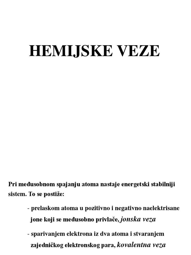 Hemijske Veze PDF | PDF