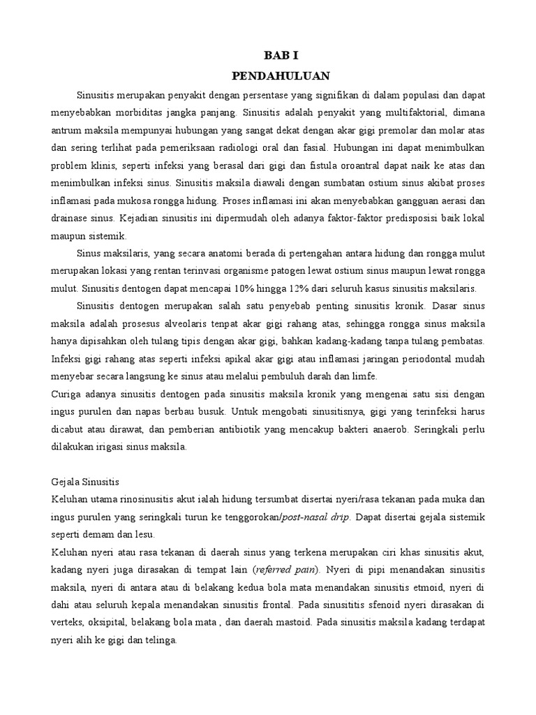 Referat Sinusitis Maksilaris Dentogen PDF | PDF