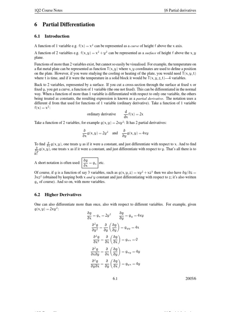 Introduction to Partial Differentiation | PDF | Derivative | Coordinate ...