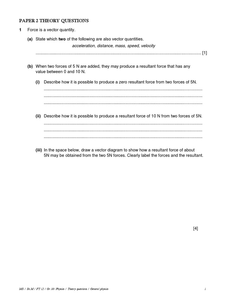 FT 12 Gr10 P2 Qs (General Phy) | PDF | Teaching Methods & Materials ...