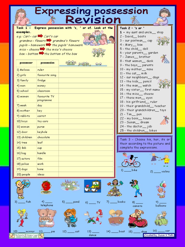 Expressing Possession Revision With 3 Tasks Elementary With Key | PDF