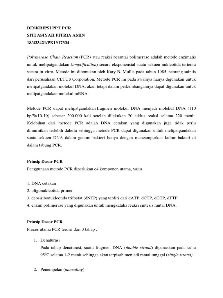 Deskripsi PPT PCR | PDF