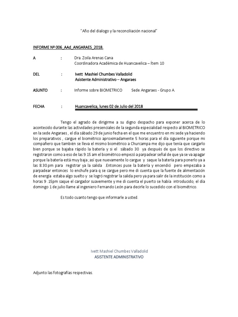 Informe de Biometrico | PDF