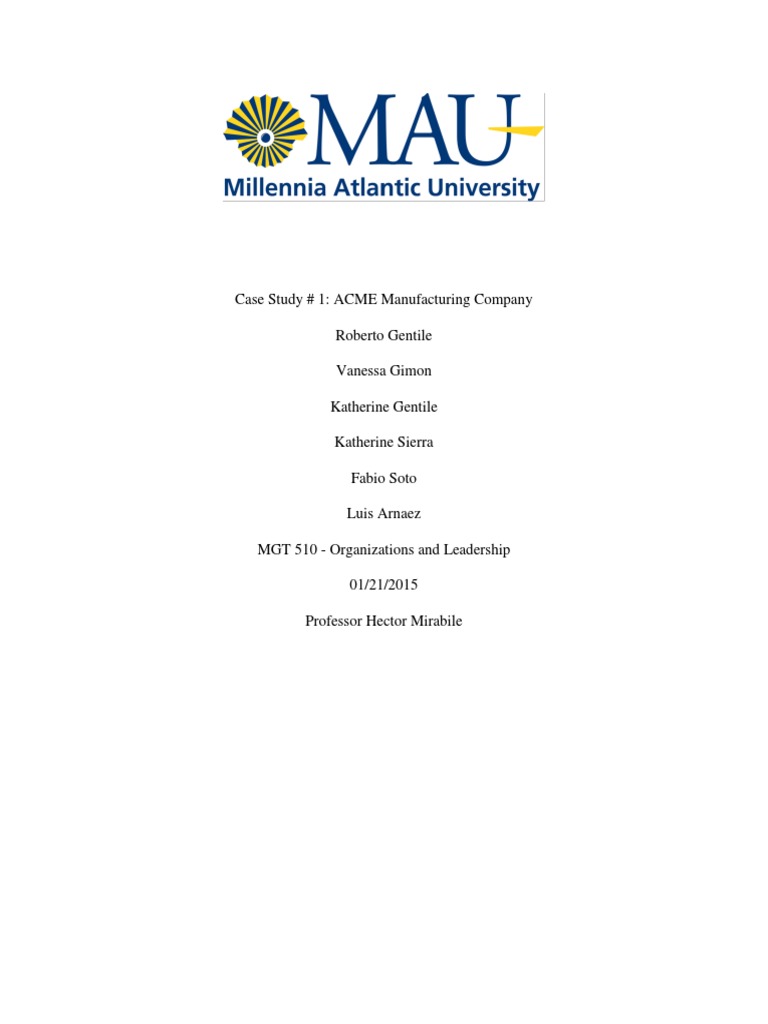 Case Study # 1. ACME Manufacturing Company | PDF