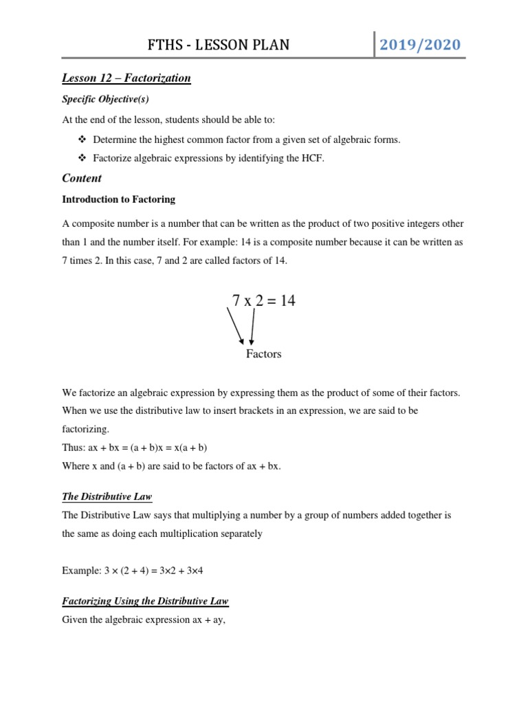 Algebra - Lesson Plan 5 | PDF