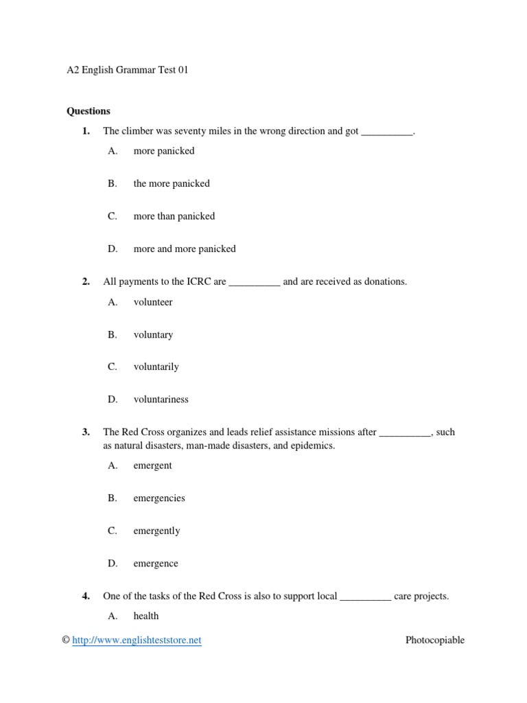 Test English A2 b1 | PDF