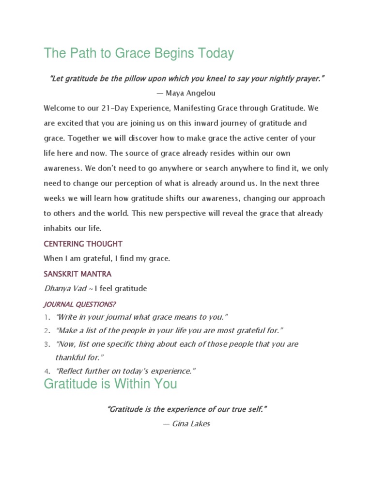 The Path To Grace Begins Today | PDF