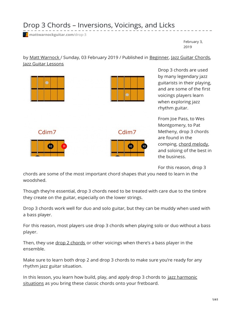 Drop 3 Chords Inversions Voicings and Licks | PDF