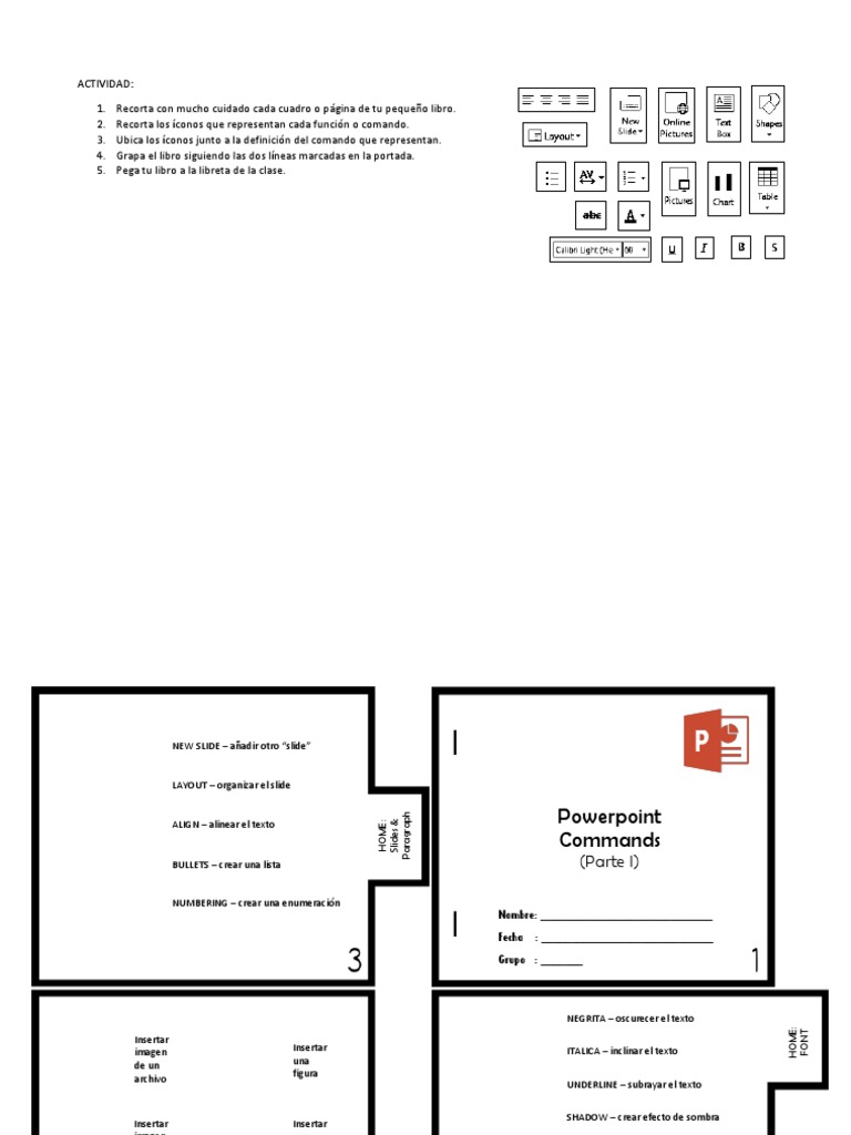 Template Librito Libreta Interactiva POWERPOINT COMMANDS 1 | PDF
