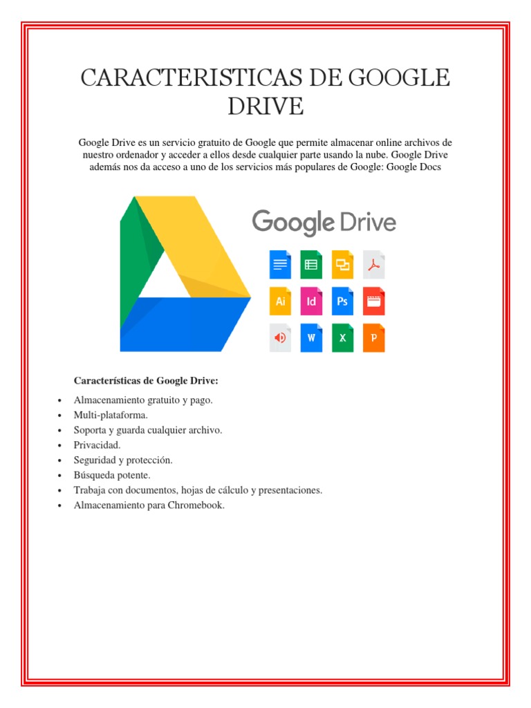 CARACTERISTICAS DE GOOGLE DRIVE Laura Polanco | PDF