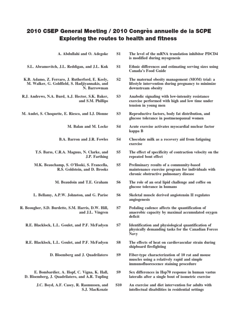 Canadian Society For Exercise Physiology. Physical Activity Training ...