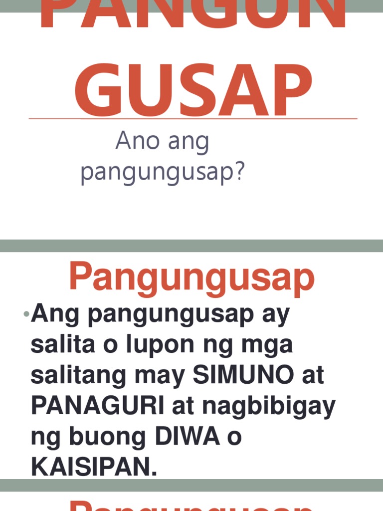 Ang Pangungusap | PDF