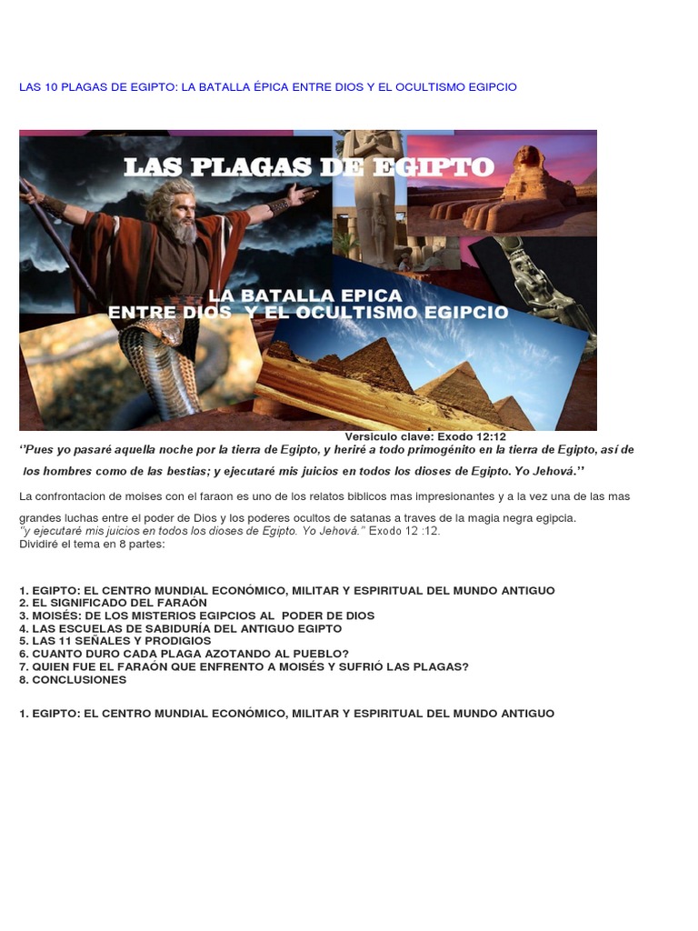 Las 10 Plagas de Egipto: Un Relato Bíblico | PDF