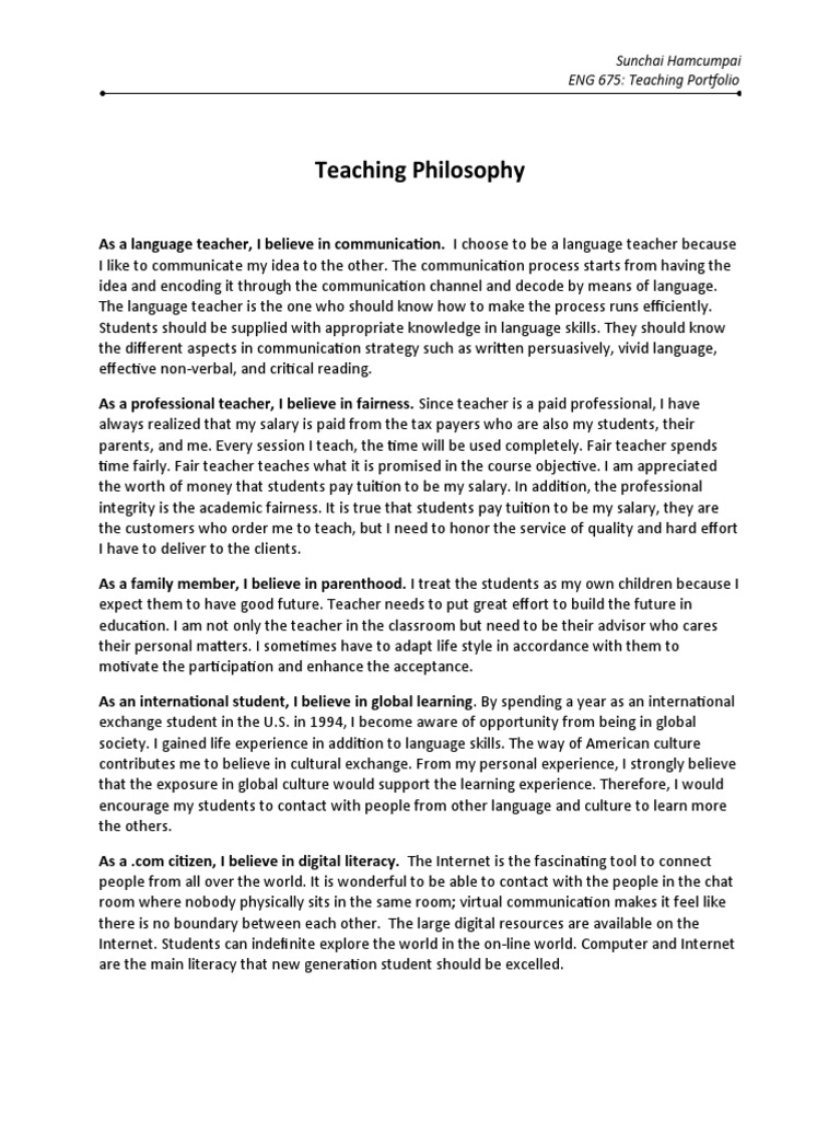 Teaching Philosophy Pdf Teachers Network Protocols