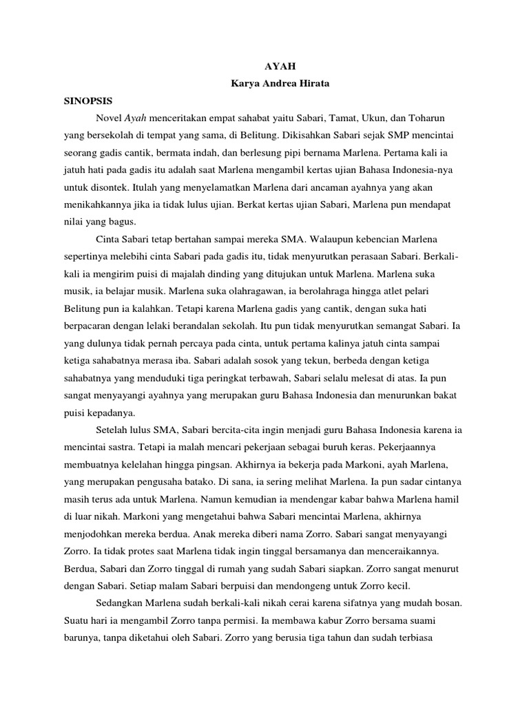 Sinopsis Novel AYAH | PDF | Puisi | Klasik