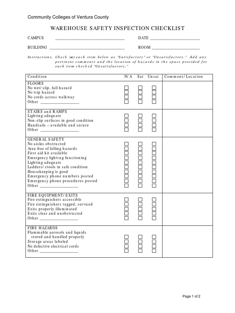 Warehouse Safety Checklist Guide | PDF