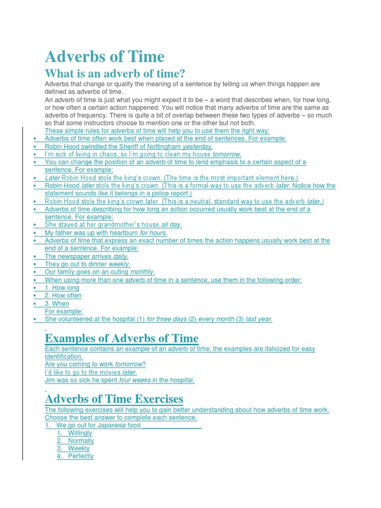 Adverbs of Time