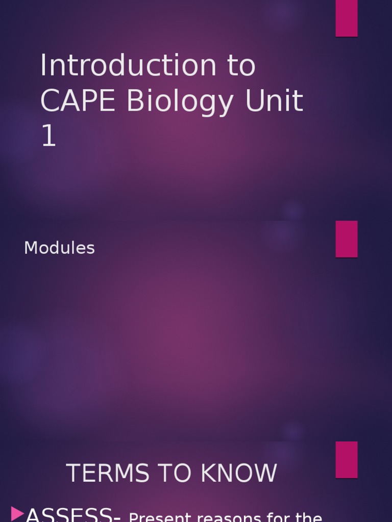 Introduction To CAPE Biology Unit 1 | PDF | Career & Growth
