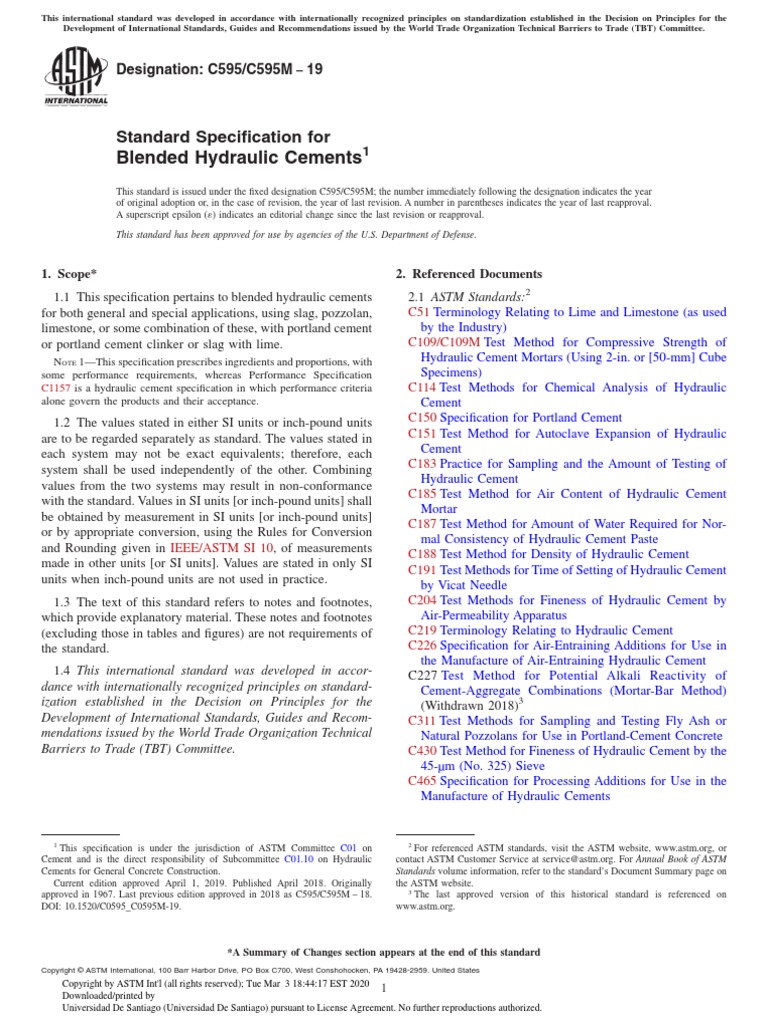 Astm C 595 - C 595 - 19 | PDF