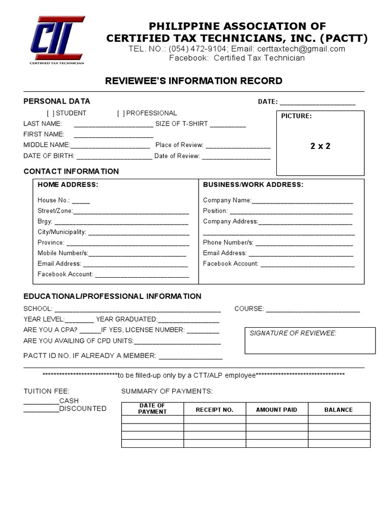 CTT Application Form 1 | PDF