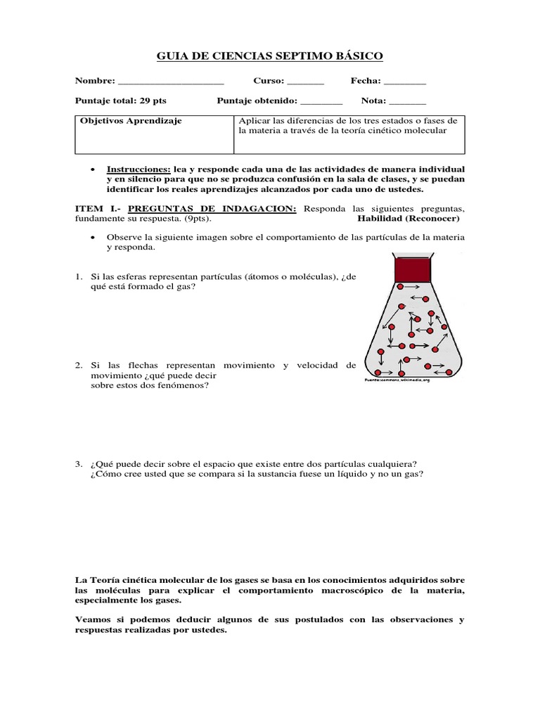 Teoría Cinético-Molecular en Séptimo Básico | PDF